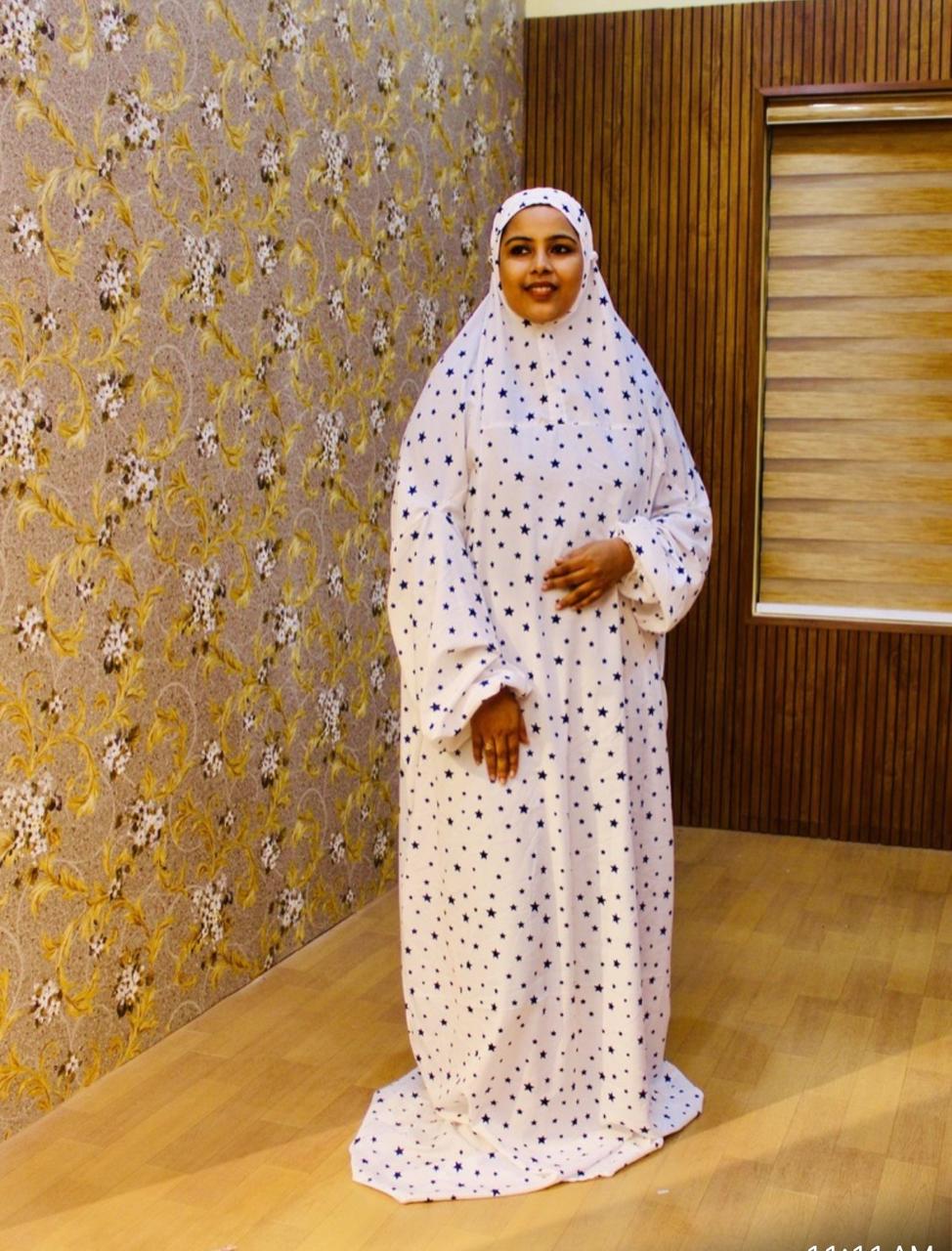 Star and Dotted in Blue Prayer Dress – Haadiyaas